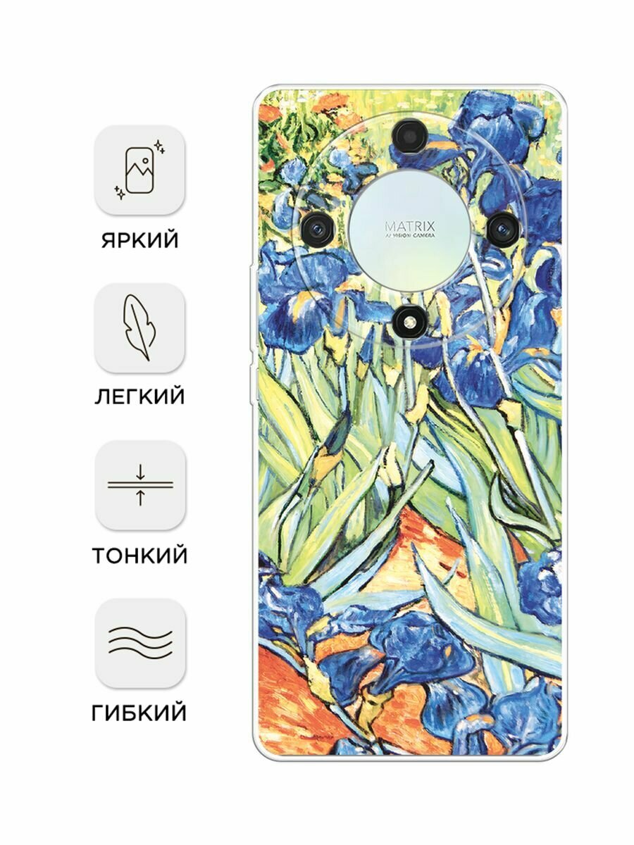 Силиконовый чехол на Honor X9A / Хонор X9A с принтом "Ирисы Ван Гог" — фото 1