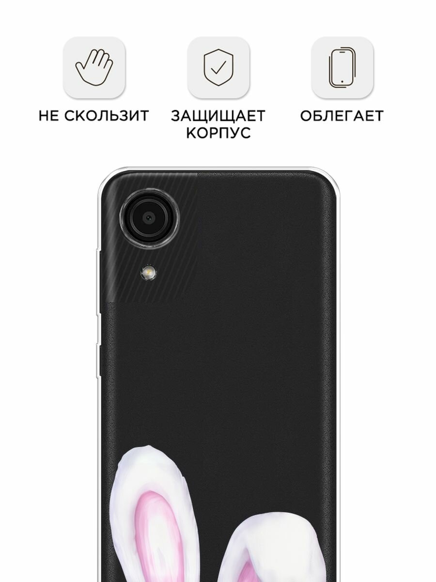 Чехол на Samsung Galaxy A03 Core / Самсунг Галакси А03 Core с принтом "Кроличьи уши 2", прозрачный — фото 1