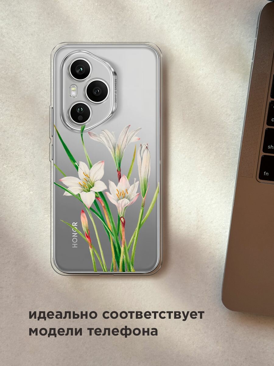 Чехол на Honor 400 Pro / Хонор 400 Про с принтом "White lily", прозрачный — фото 1