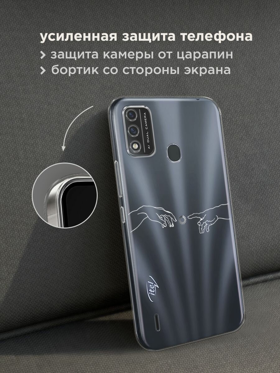 Чехол на Itel A48 / Ител А48 с принтом "Загрузка творения", прозрачный — фото 1