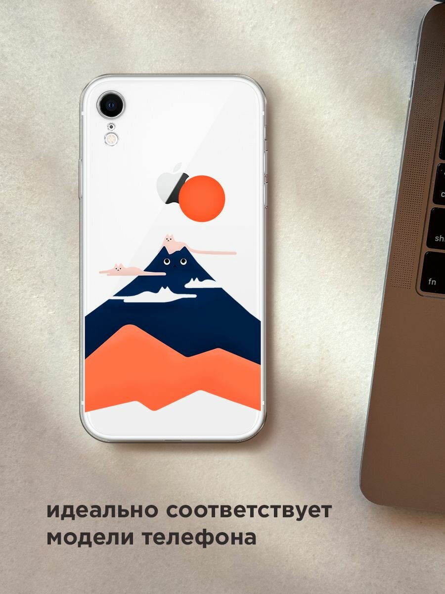 Чехол на Apple iPhone XR / Айфон XR с принтом "Кот-гора", прозрачный — фото 1