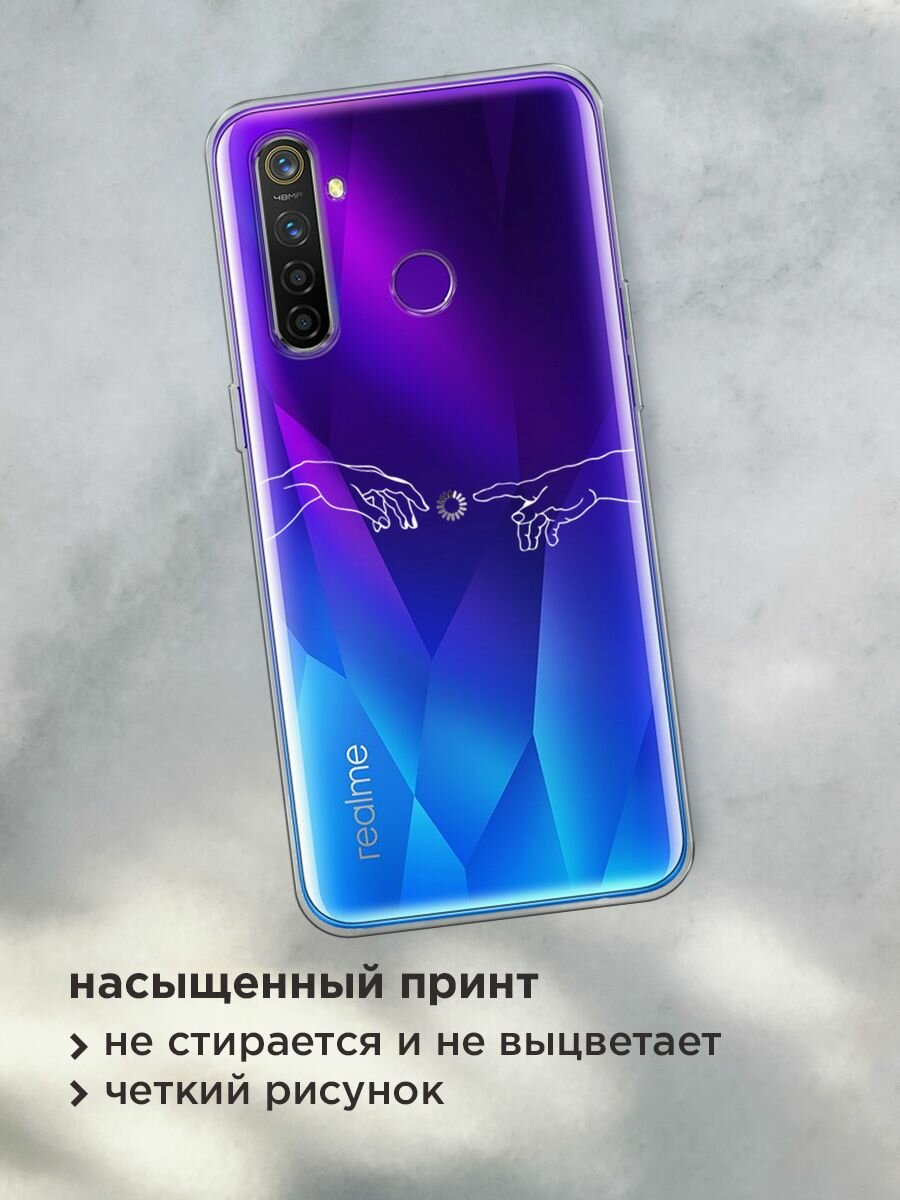 Чехол на Realme 5 Pro / Реалми 5 Про с принтом "Загрузка творения", прозрачный — фото 1