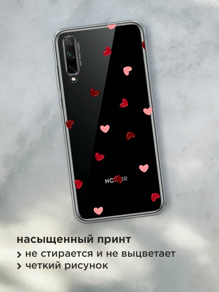 Чехол на Honor 30i / Хонор 30i с принтом "Бордовые сердечки 2" — фото 1