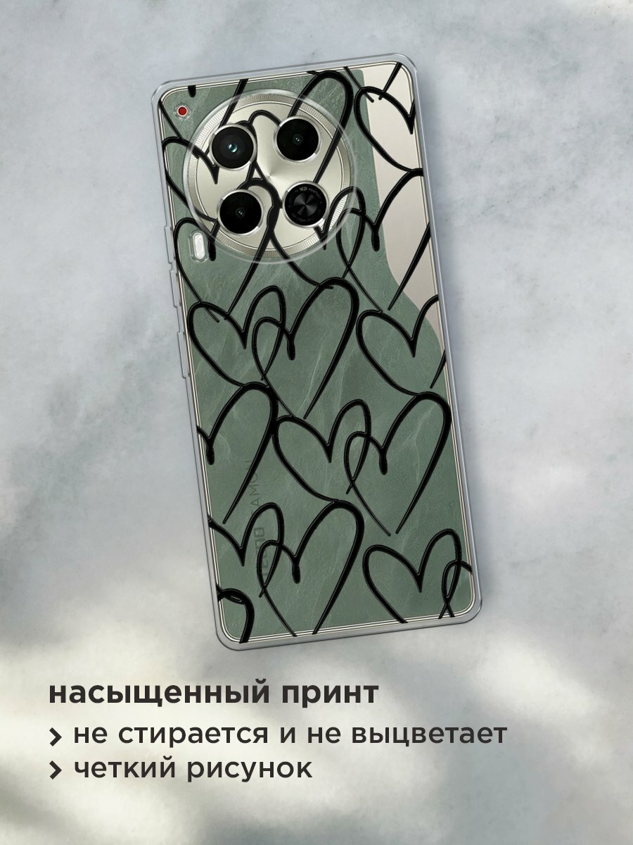 Чехол на Tecno Camon 30 5G / Текно Камон 30 5G с принтом "Hearts doodle black 1" — фото 1