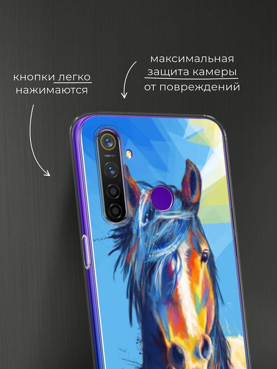 Чехол на Realme 5 Pro / Реалми 5 Про с принтом "Лошадь арт 3" — фото 1