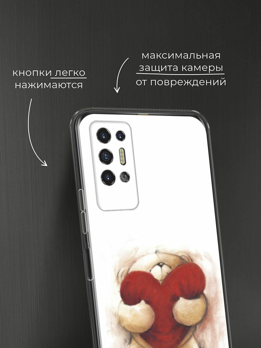 Чехол на Tecno Pova 2 / Текно Пова 2 с принтом "Мишка с сердцем 1" — фото 1