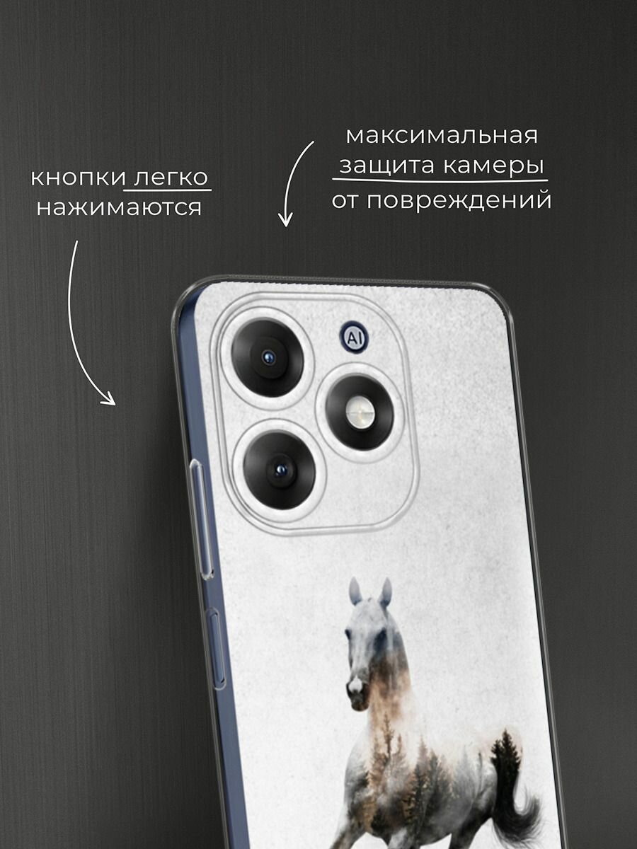 Силиконовый чехол на Itel A70 / Ител А70 с принтом "Лошадь лес" — фото 1