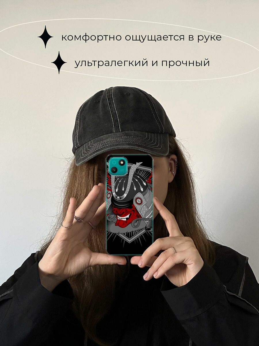 Чехол на Wiko T10 / Вико Т10 с принтом "Красная маска самурая" — фото 1