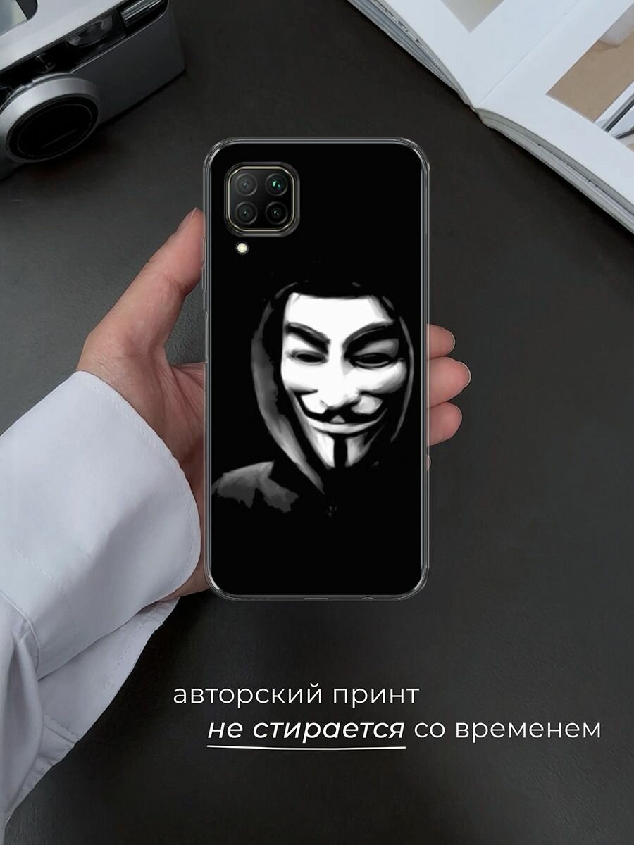 Чехол на Honor 30S Global/Huawei P40 Lite 5G/Nova 7 SE / Хонор 30S/Хуавей P40 Lite 5G/Нова 7 SE с принтом "Анонимус" — фото 1