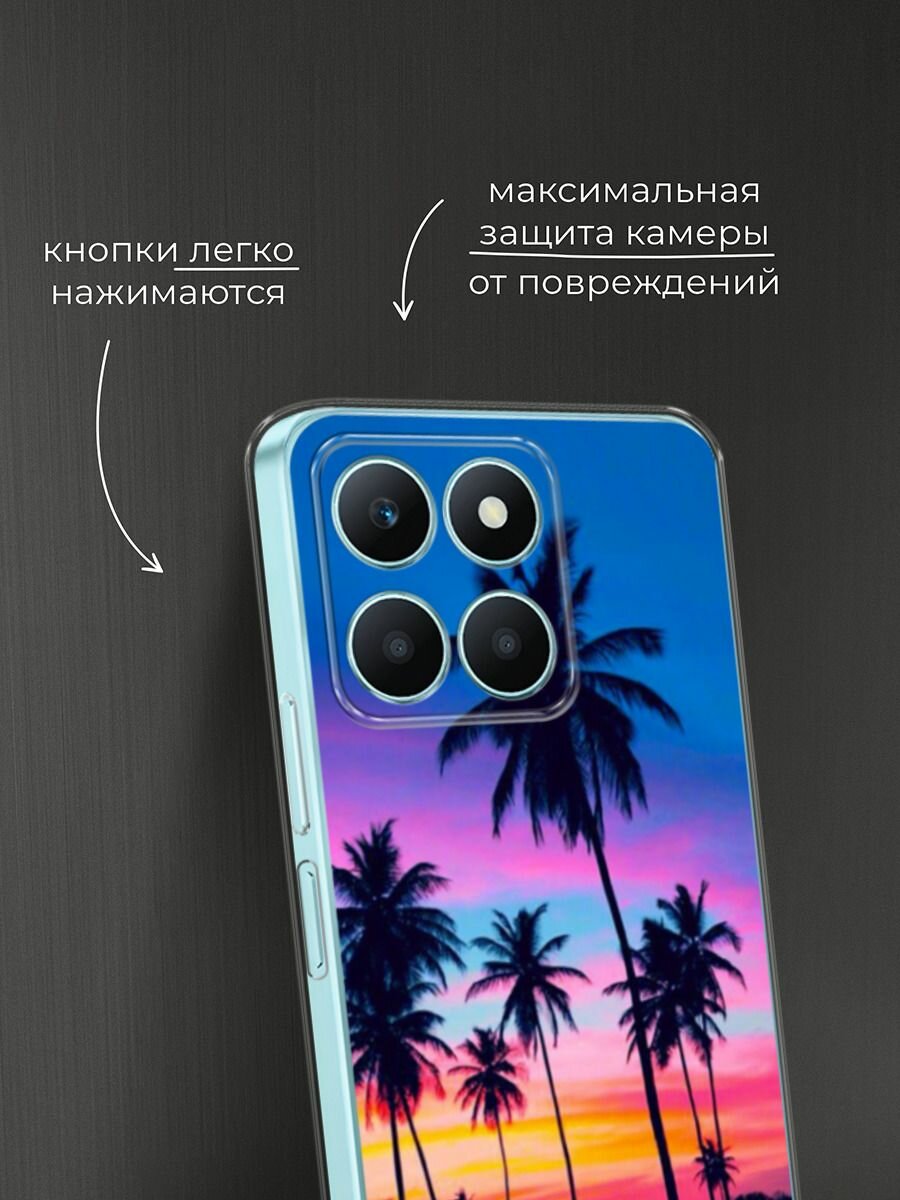Силиконовый чехол на Honor X6A / Хонор X6A с принтом "Закат 5" — фото 1