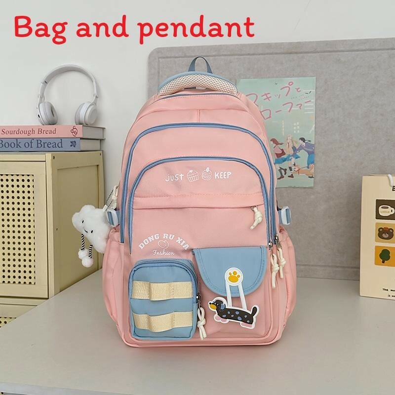 Bakpak student casual s printom na forme torta i bukv s pendelom plueh dlya shkoly i povsednevnogo ispolzovaniya