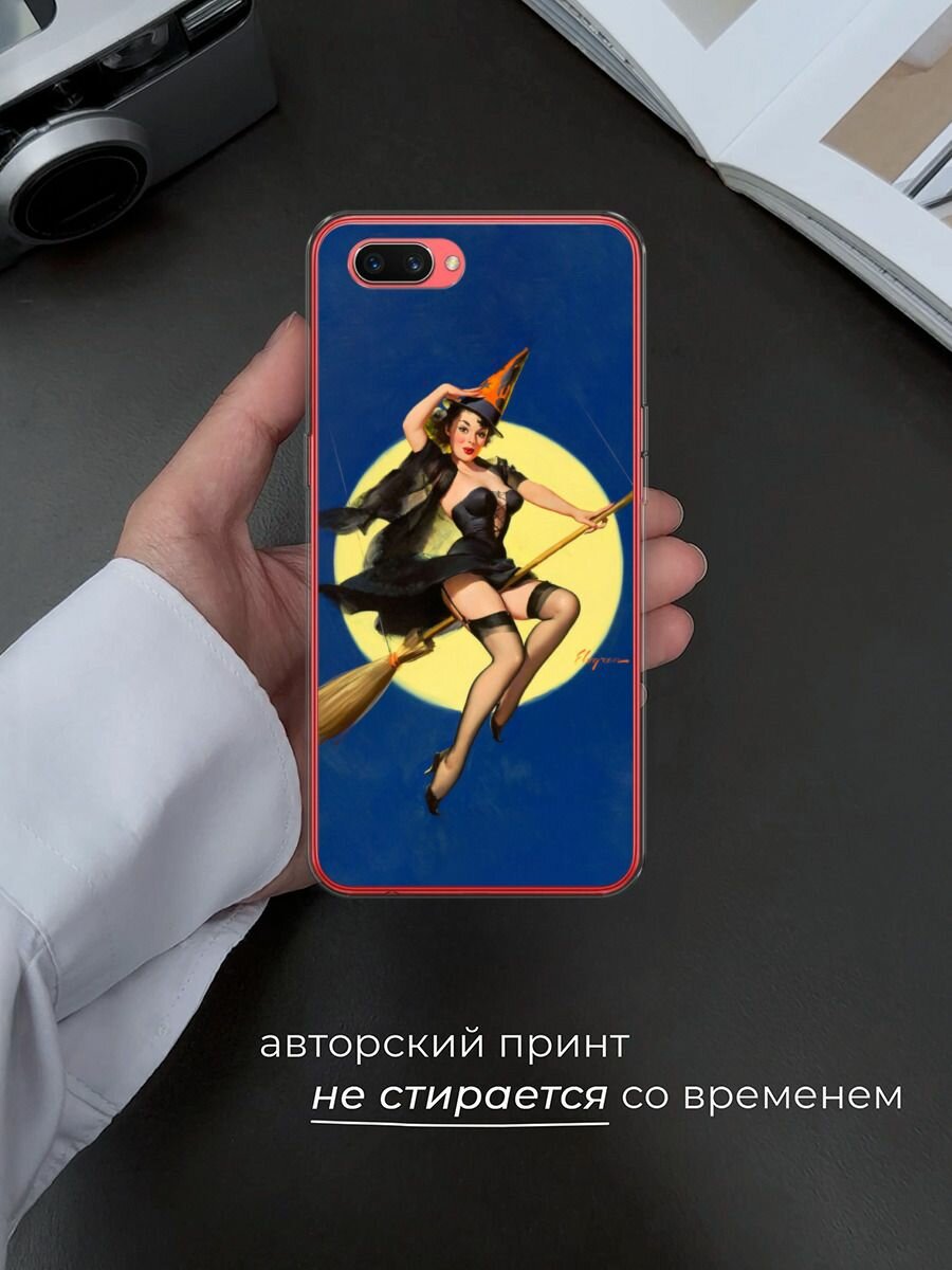 Силиконовый чехол на Oppo A3s / Oppo A3s с принтом "Pin-Up Witch" — фото 1