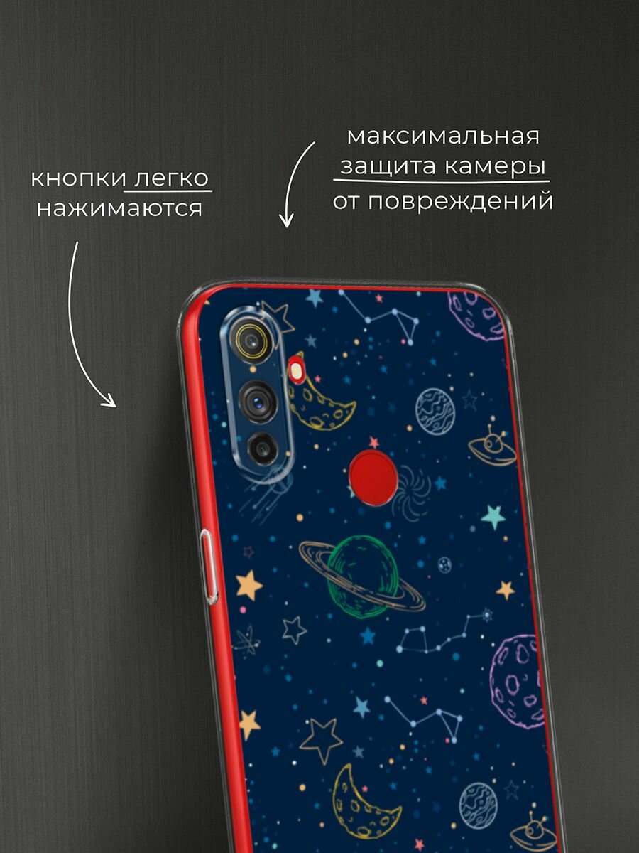 Чехол на Realme C3 / Реалми C3 с принтом "Темно-синий космос" — фото 1