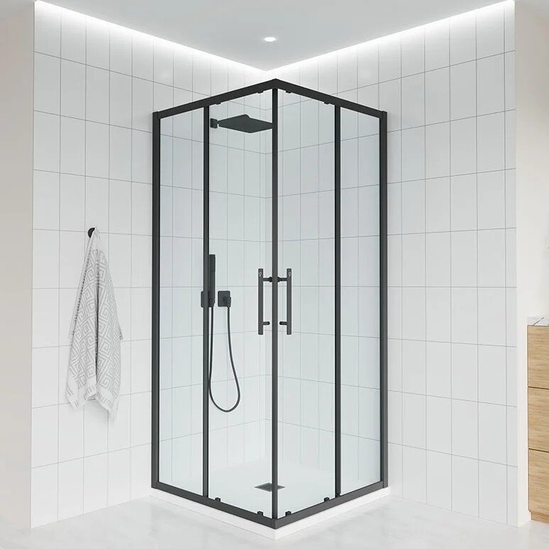 Душевой уголок Veconi Evo 300 B 120х80 см, профиль матовый черный, стекло прозрачное E3-B-12080-01-C9