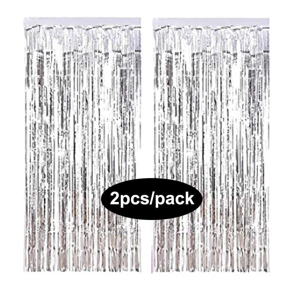 Фольговая занавеска с бахромой MicroPlush красно-зелёная