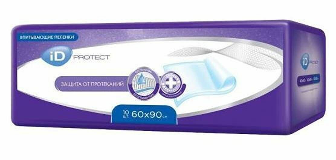 Одноразовые пеленки ID впитывающие, одноразовые, 10 шт