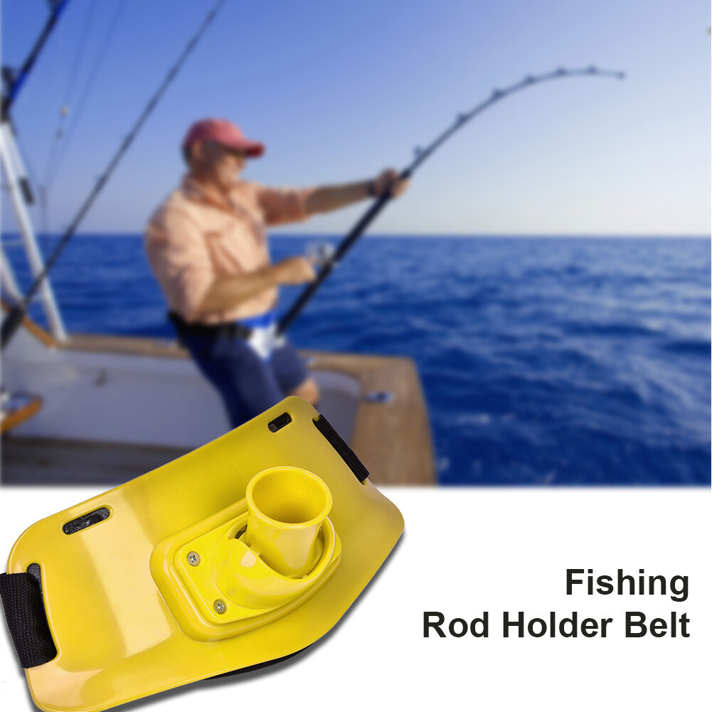 Boat Rock Fishing Rod Pole Holder Adjustable Waist Fighting Belt Tackle Accessories (Yellow)