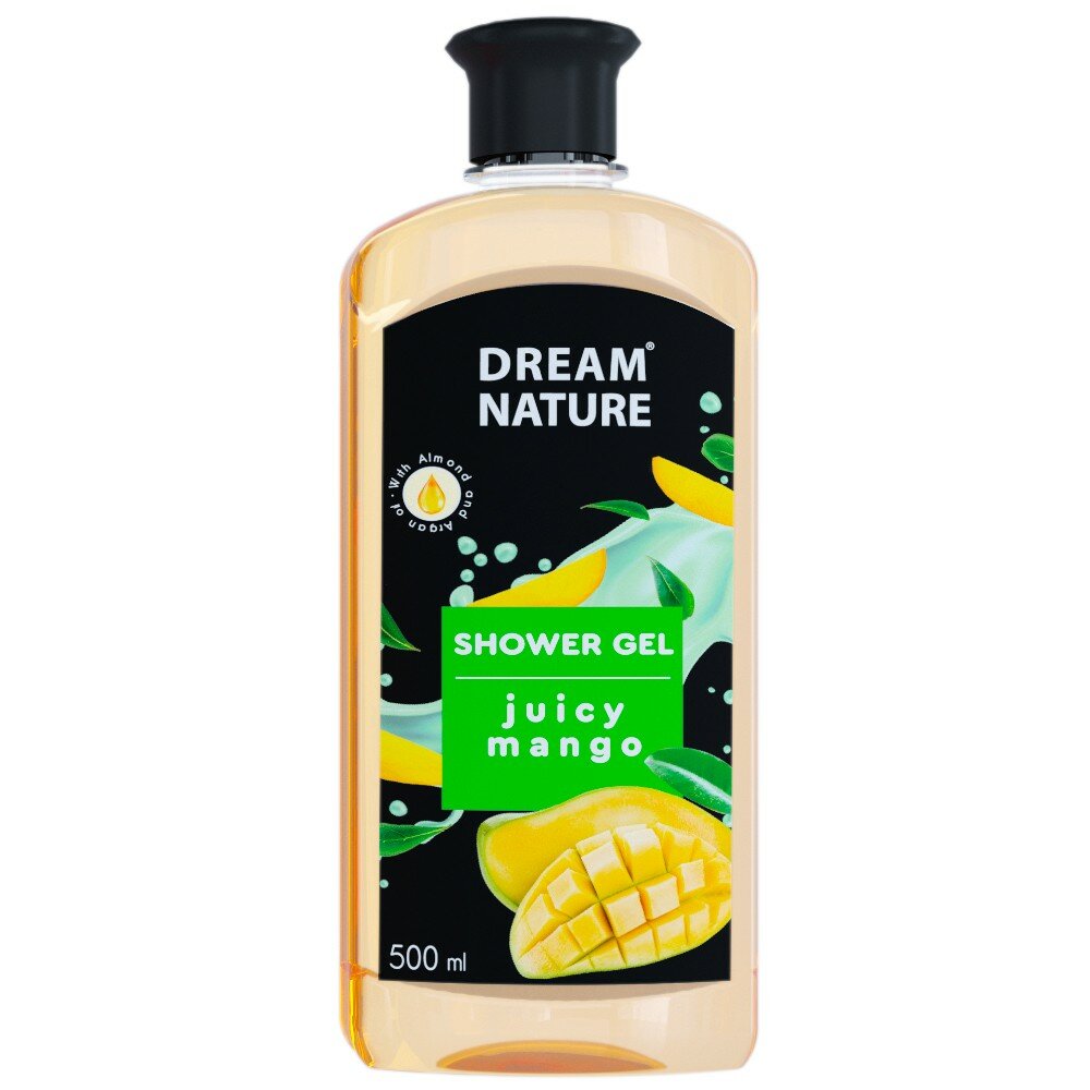 DREAM NATURE Гель для душа Сочный манго с маслами миндаля и арганы 500мл, нежный аромат