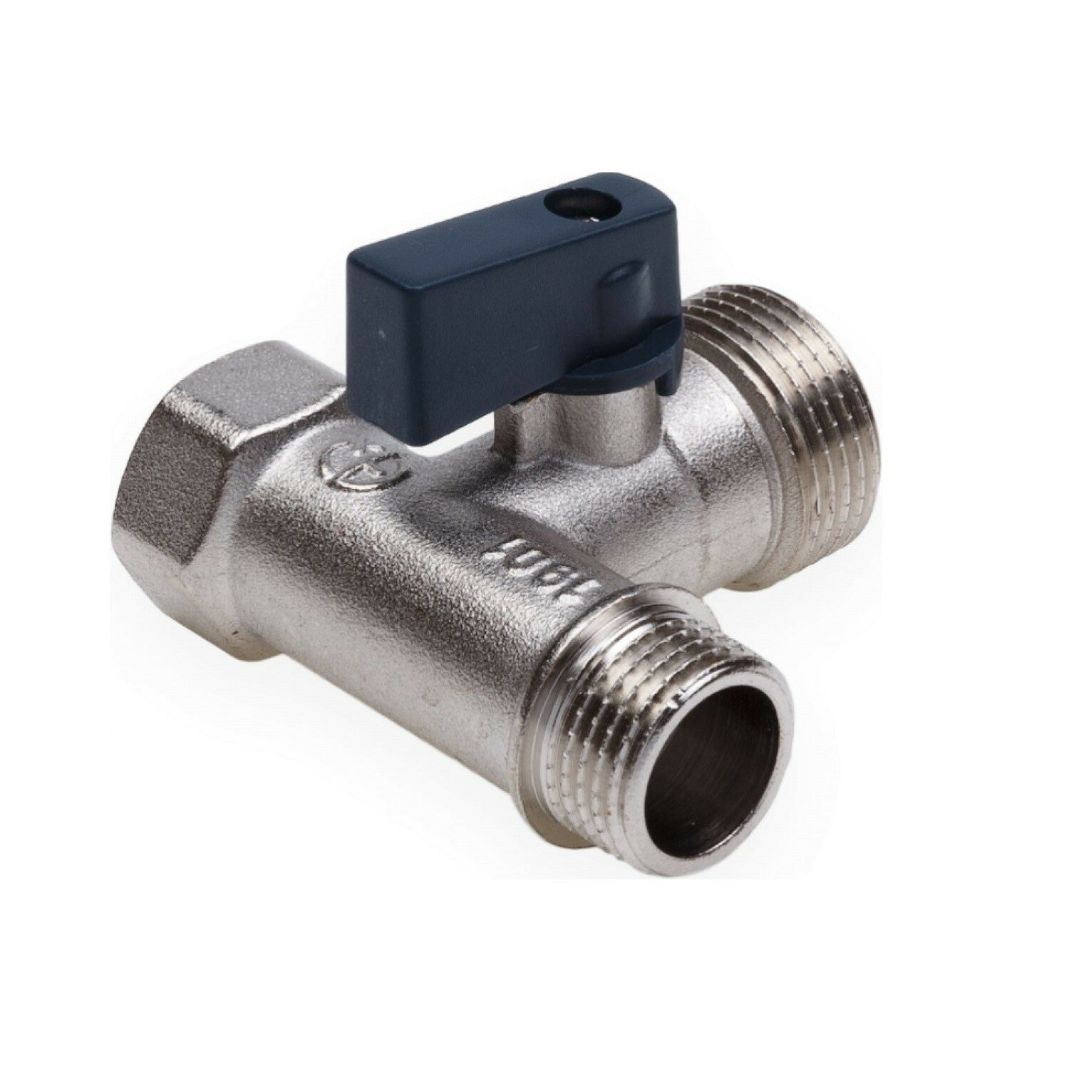 Трехходовой шаровый кран ВНН 1/2 х 3/4 х 1/2 для водоснабжения и отопления, резьба ВНН
