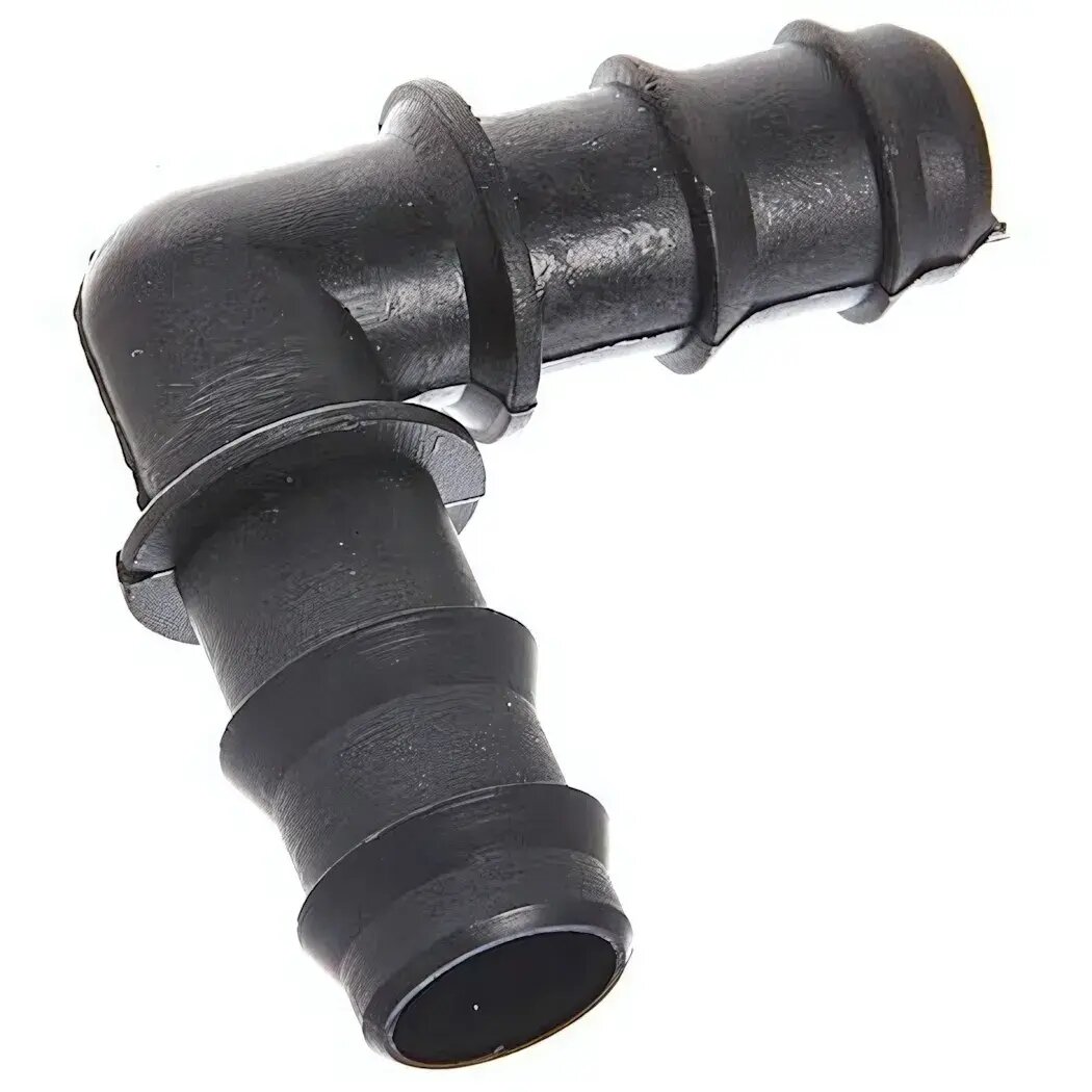 Уголок соединительный для шланга 3/4», черный, удобный монтаж, пластиковый