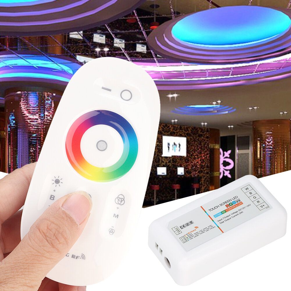 Светодиодный контроллер RGBW 2,4G, беспроводной сенсорный RF пульт дистанционного управления, диммер для светодиодных лент RGBW, 12-24 В постоянного тока