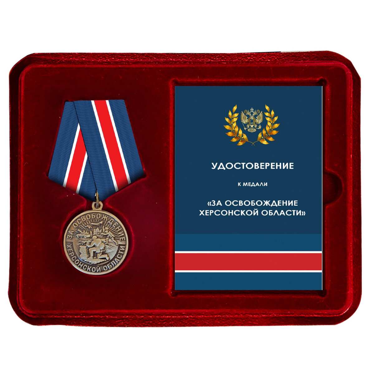 Муляж "За освобождение Херсонской области" в футляре из флока
