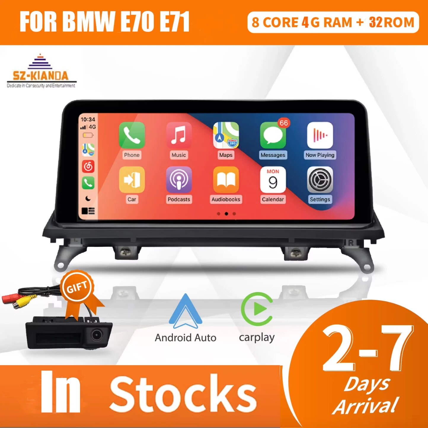 Беспроводной автомобильный мультимедийный экран Carplay Android 15, для BMW X5 E70 X6 E71 E72 CCC CIC Android Auto Radio GPS 4G SIM Idrive Автомобильный ПК CCC 8Core 4G32G