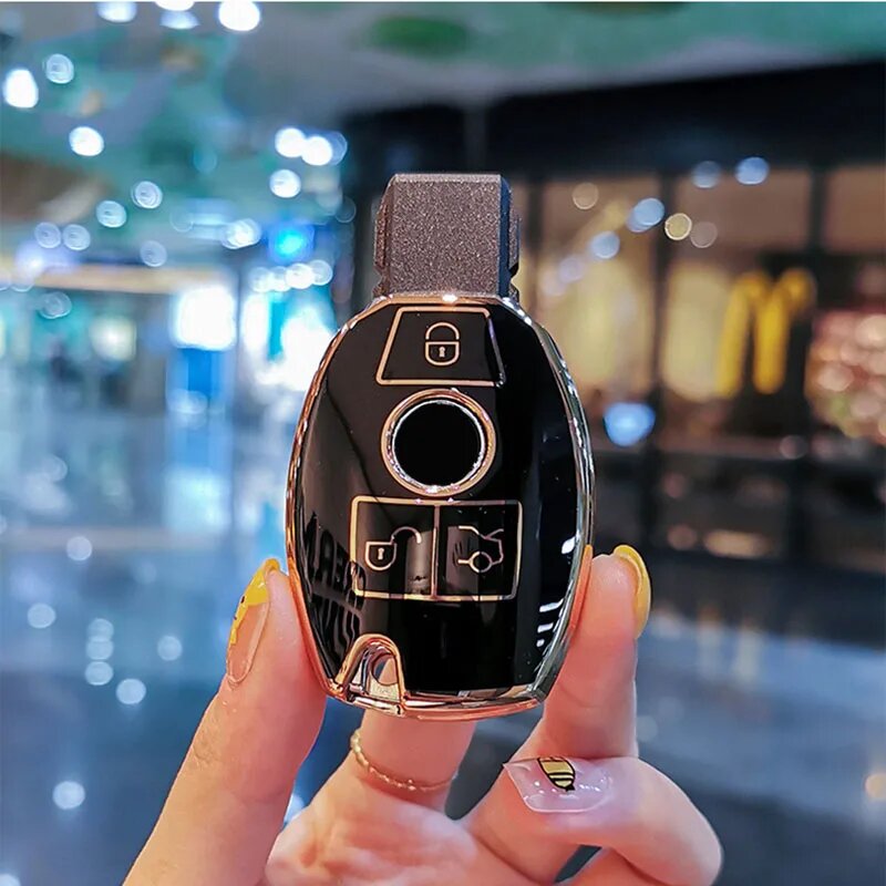 Умный автомобильный брелок из ТПУ, чехол для ключей Mercedes Benz CLS CLA GL R SLK A B C S Class AMG W204 W205 W212 W463 W176, аксессуары Black