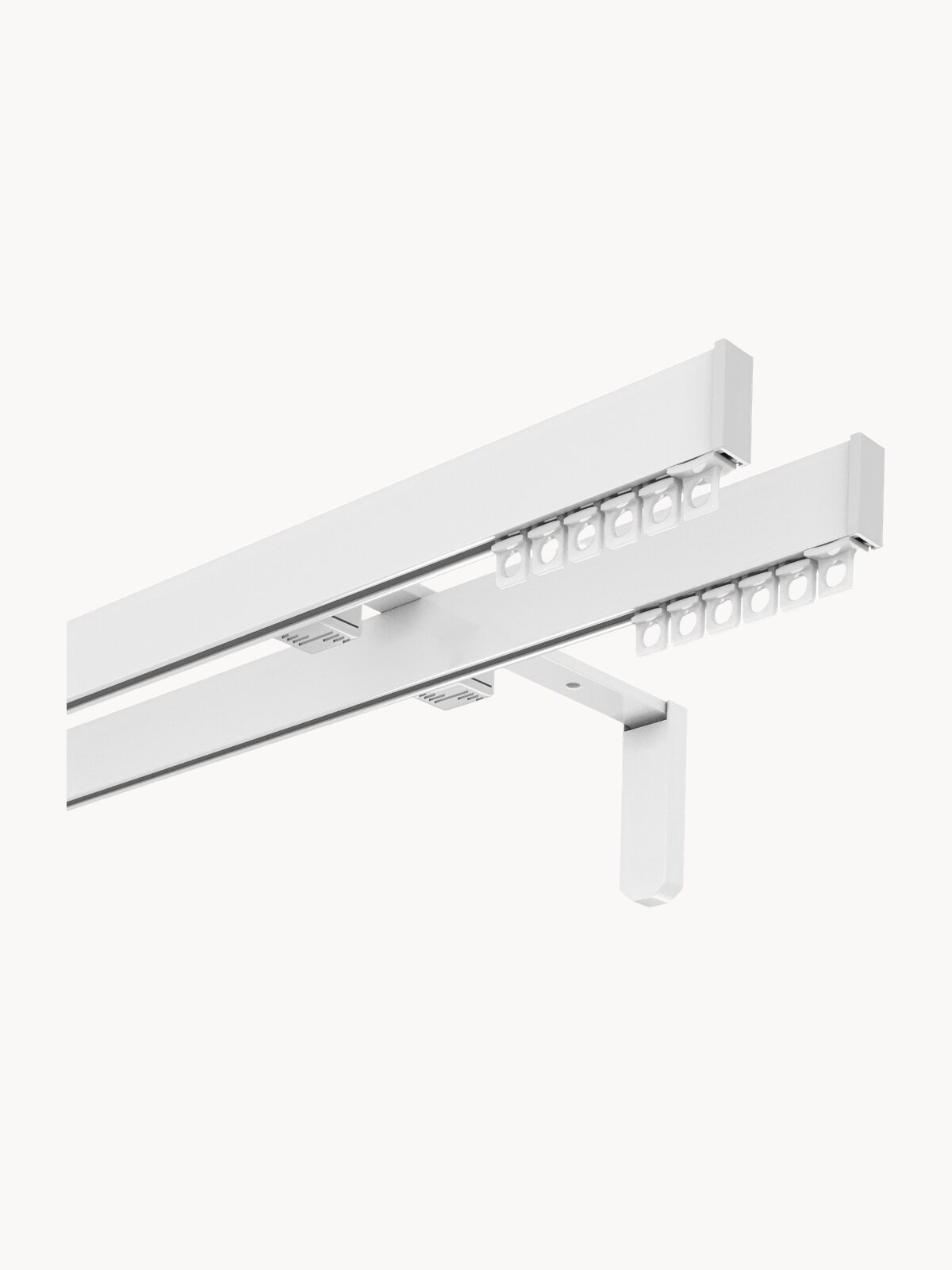 Карниз для штор hameleon mono 02, двухрядный, настенный, белый глянец, 3 м, алюминиевый, кронштейны 15 см