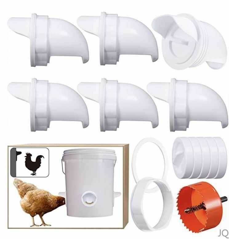 Набор из 6 автоматических кормушек для кур, Поставляется с открывалкой (без бочек)