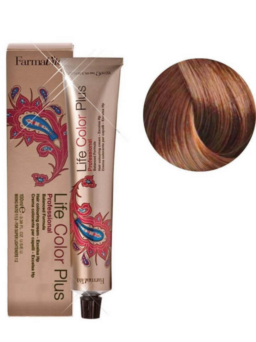 Краска для волос Farmavita Life Color Plus Prof, Перманентный краситель с низким содержанием аммиака, 8.34