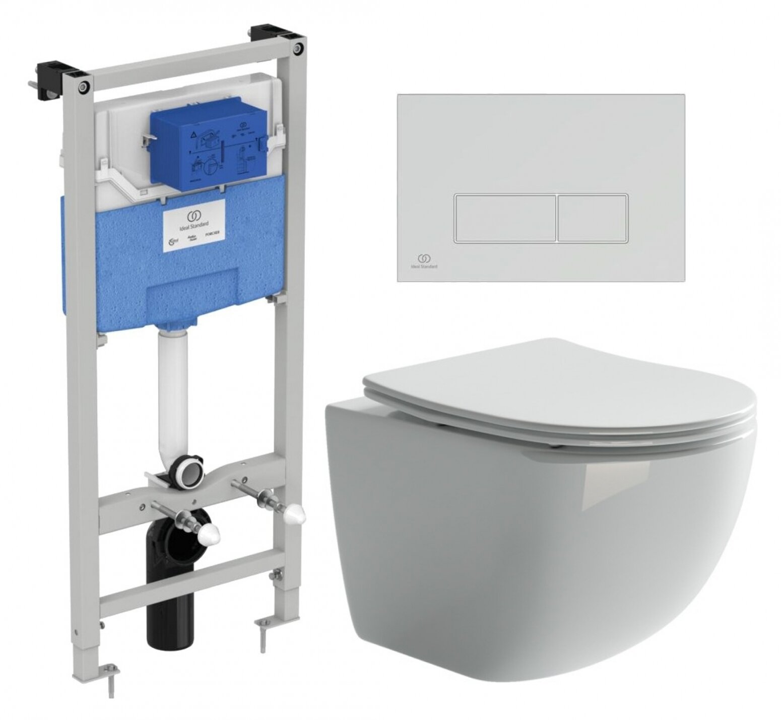 Комплект 3 в 1 инсталляция Ideal Standard + Унитаз подвесной Ceramica Nova Forma CN3009 + кнопка хром