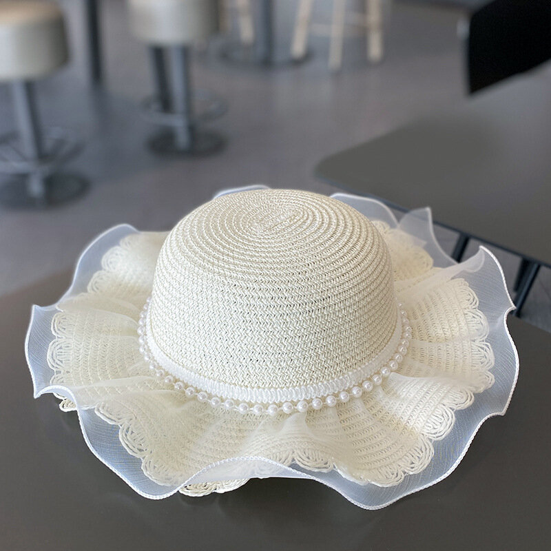 Шляпа в стиле маленькой девочки, солнцезащитная шляпа, защитная шляпа от солнца, детская летняя соломенная шляпа, шляпа от солнца с большими полями, шляпа для девочек, оптовая продажа