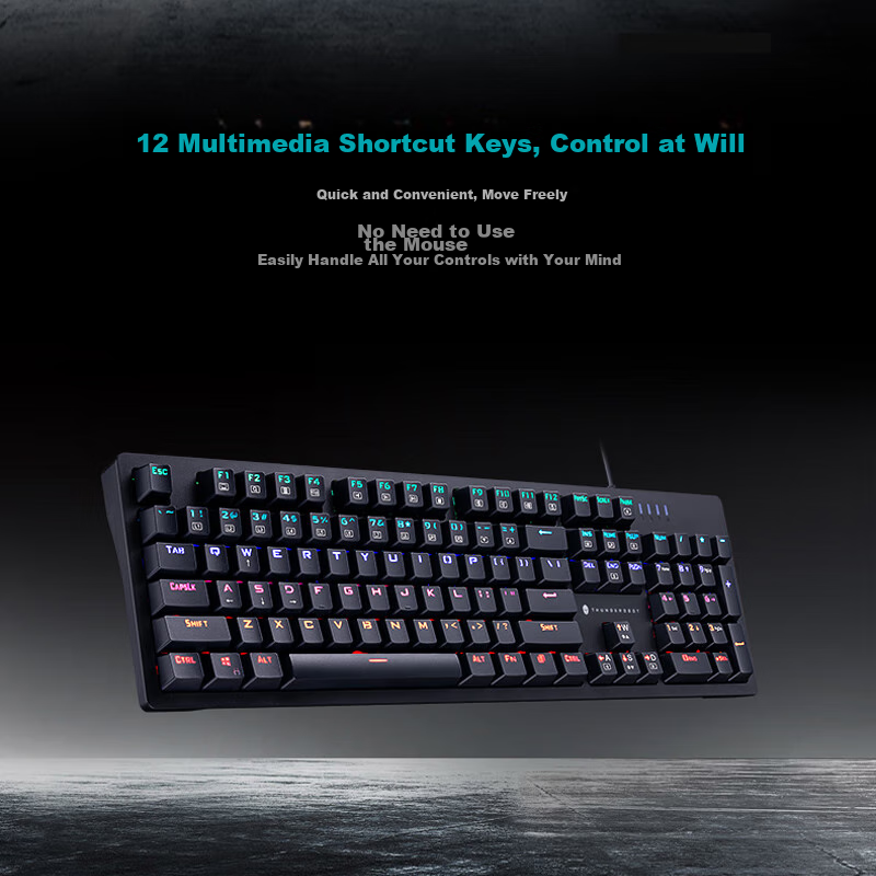 Проводная механическая клавиатура ThundeRobot K104 Midnight, черная, с 104 клавишами, RGB, Blue Switch