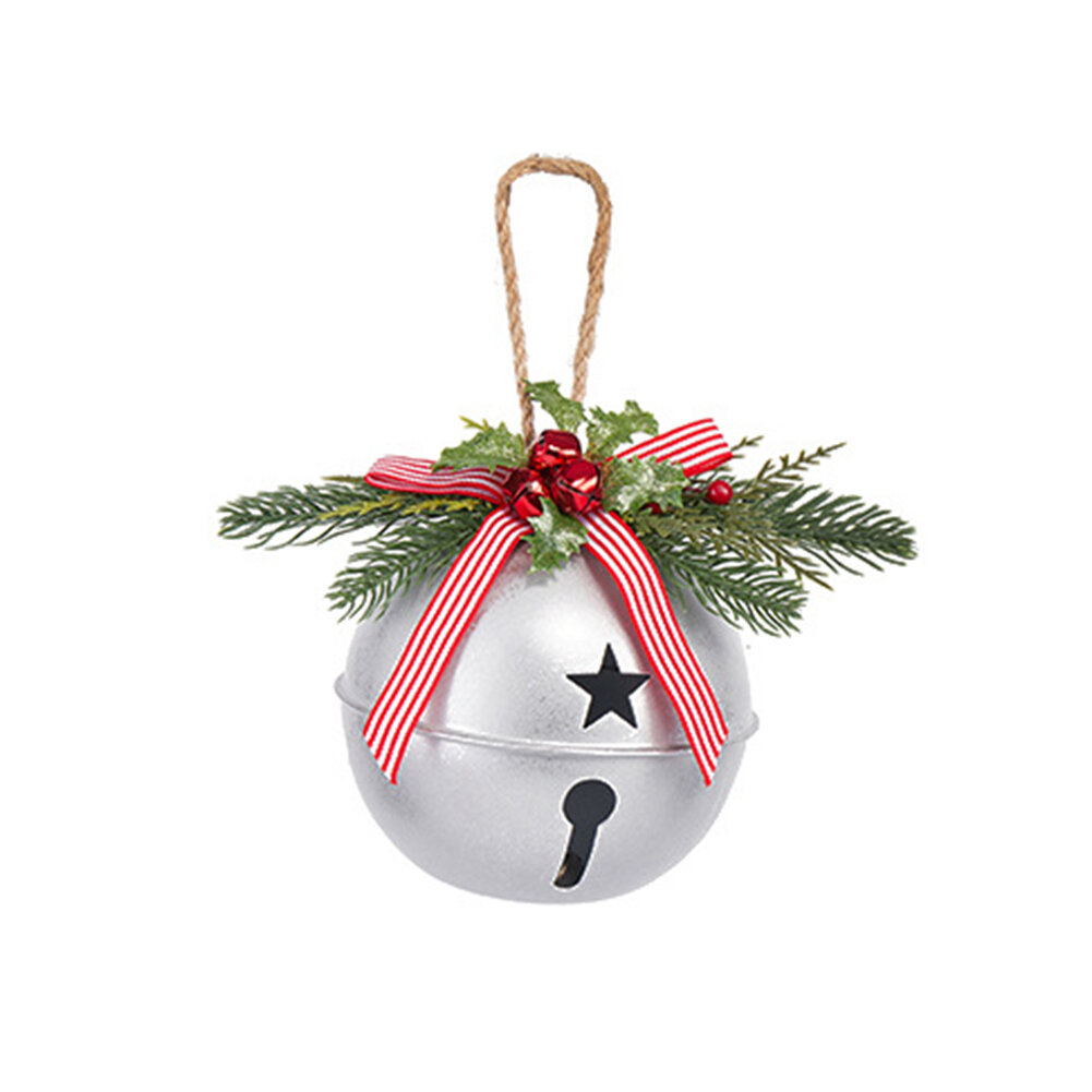 Большой винтажный рождественский колокол, шебби-шик декор, уникальная подвеска-звенелка