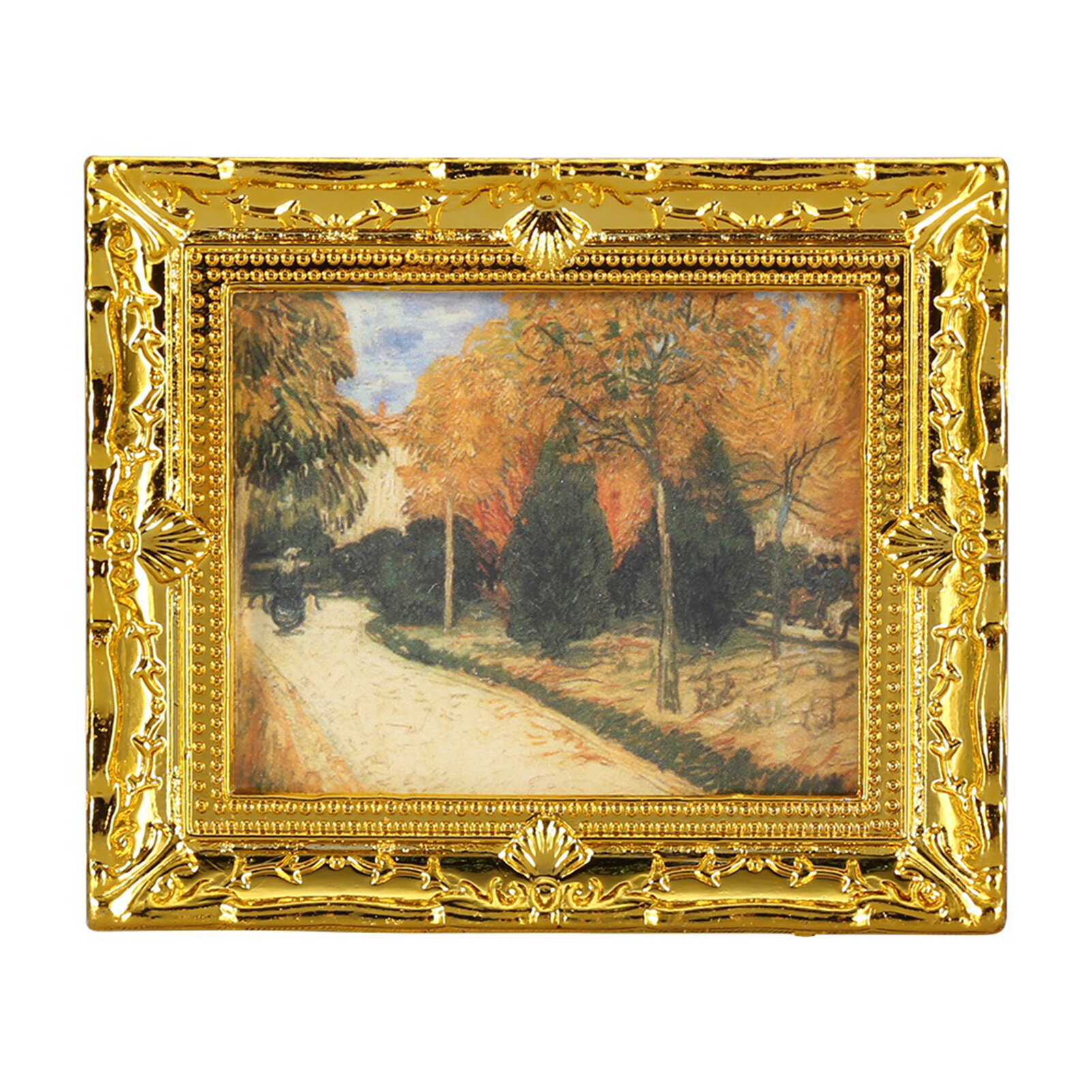 Миниатюрная картина для кукольного домика 1:12, современная картина маслом на стену, осень, в золотой раме, аксессуар для декора дома