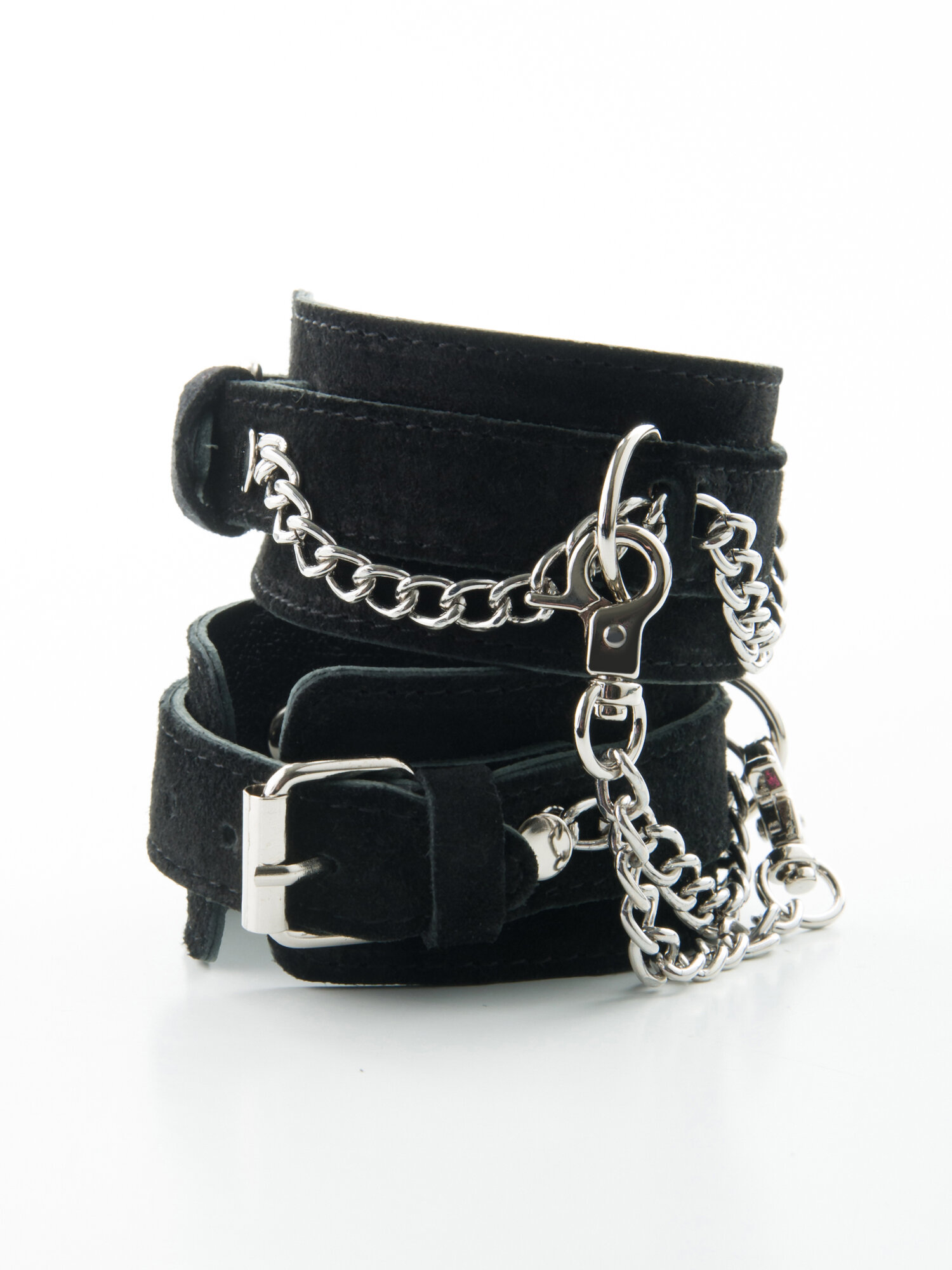Наручники БДСМ натуральная замша, с металлической сцепкой, чёрные, 012-013