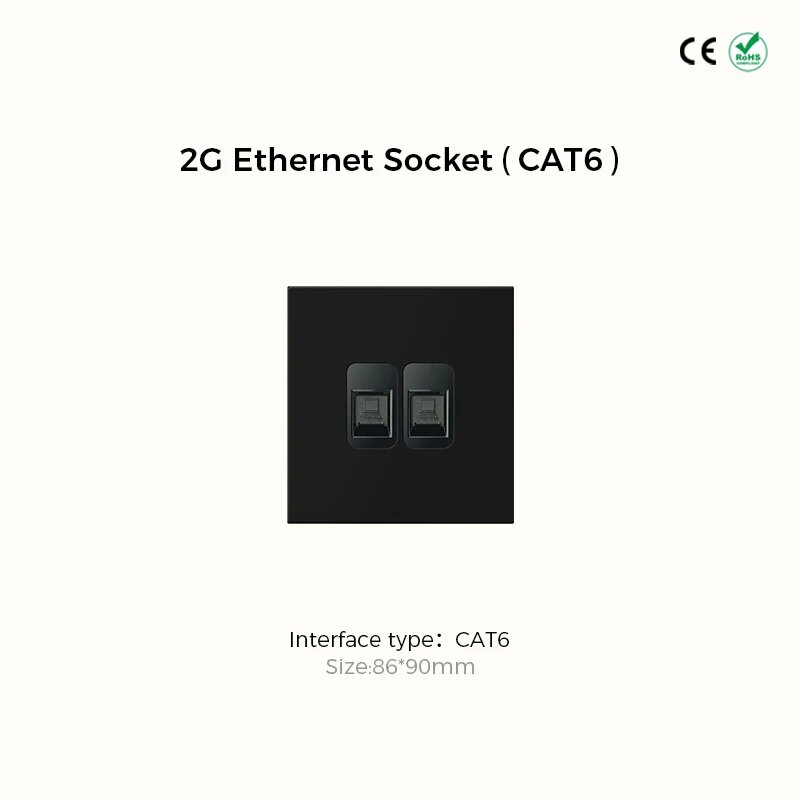 AVOIR Стальной черный винтажный выключатель 4 клавиши 2G Ethernet Socket