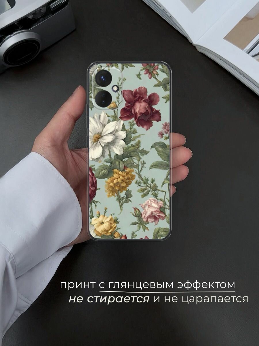 Чехол на Tecno Spark 9 Pro / Техно Спарк 9 Про с принтом Акварельные красные цветы — фото 1