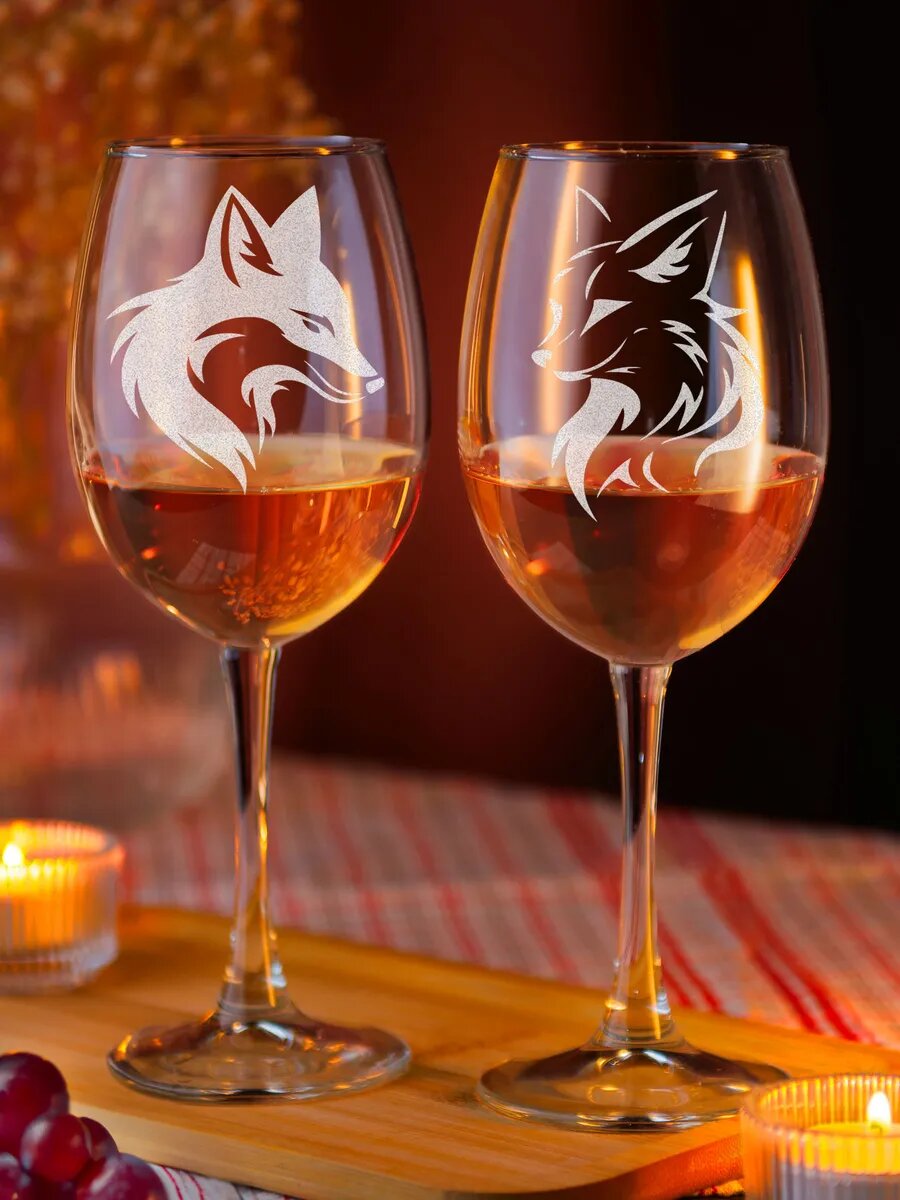 Бокалы 2 шт с гравировкой Лиса