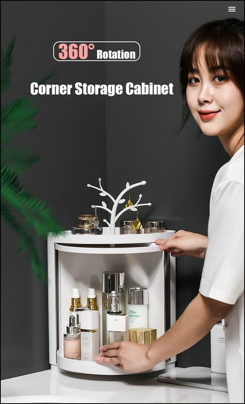 Эксклюзивная вращающаяся полка треугольная для организации хранения в углу ванной