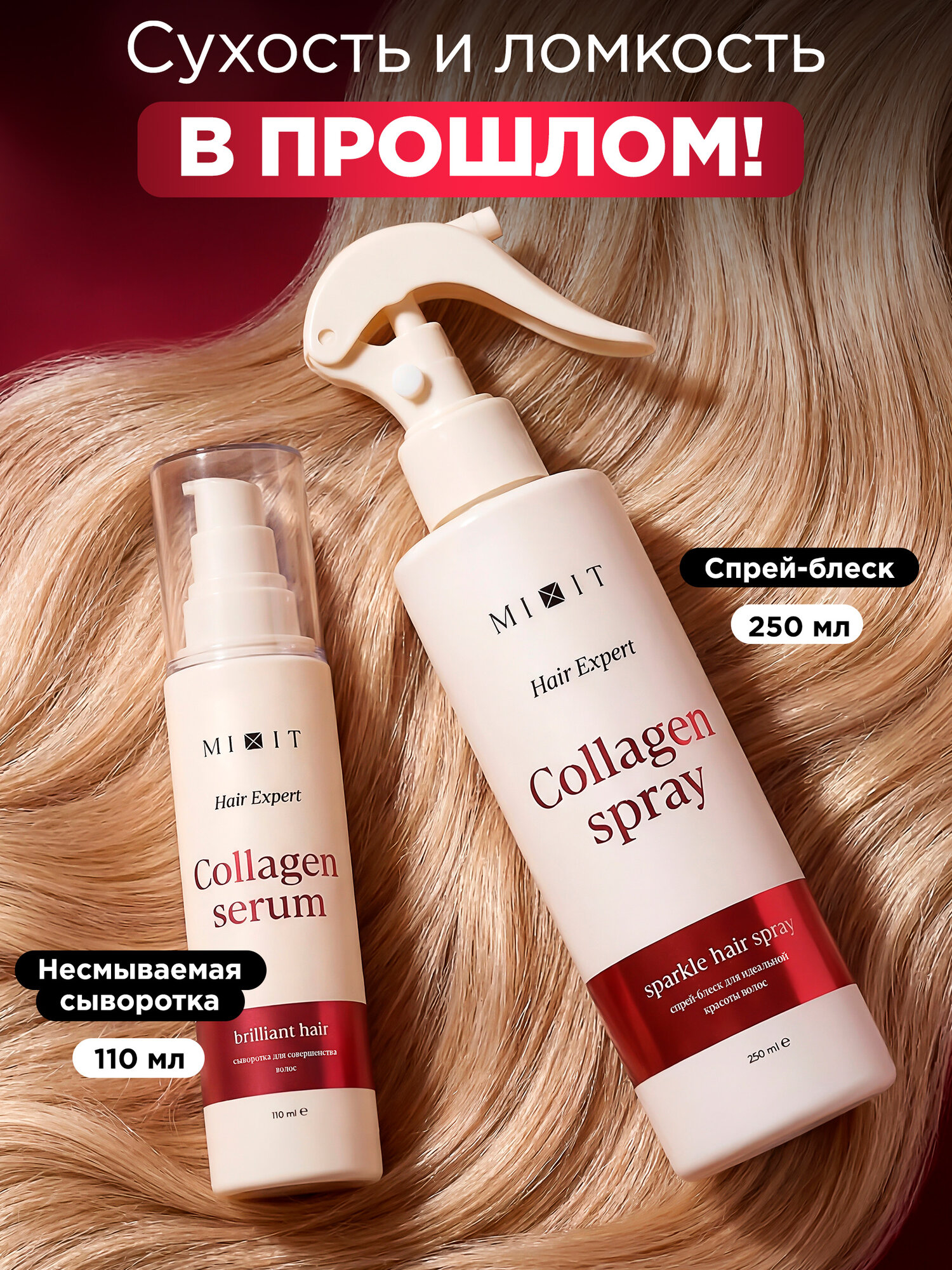 Набор MIXIT Hair Expert спрей и сыворотка-термозащита для волос, 2 шт