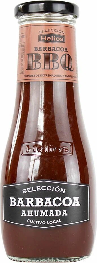 Кетчуп HELIOS BBQ, умеренно острый, для мяса, бургеров и шашлыка, стеклянная банка, 340 г