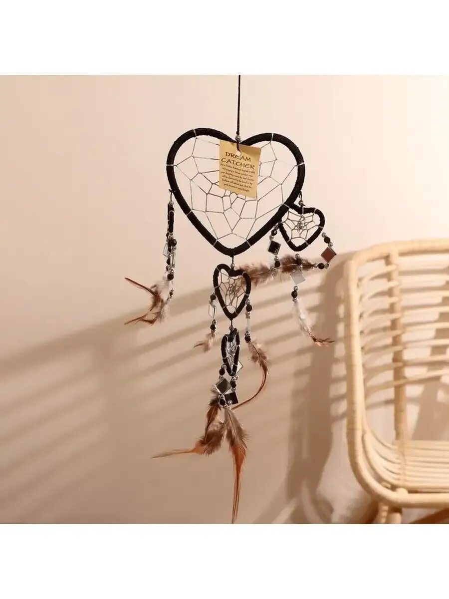 Ловец снов "Пять черных сердец" 0,7х16х45 см