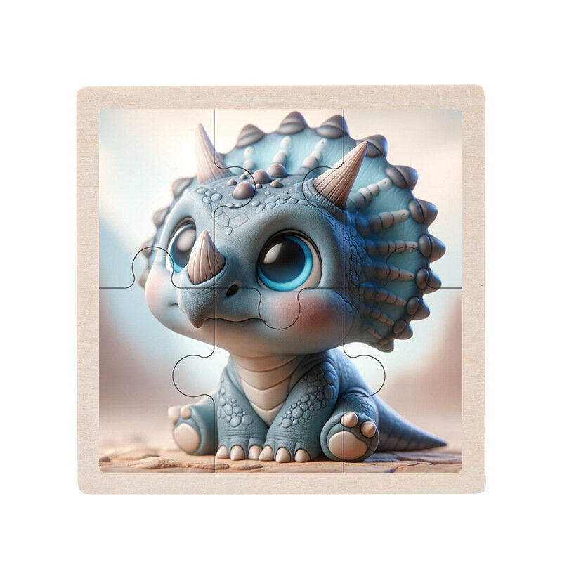 Детская головоломка для раннего обучения 6 маленьких кусочков головоломки мультяшные животные динозавры головоломки