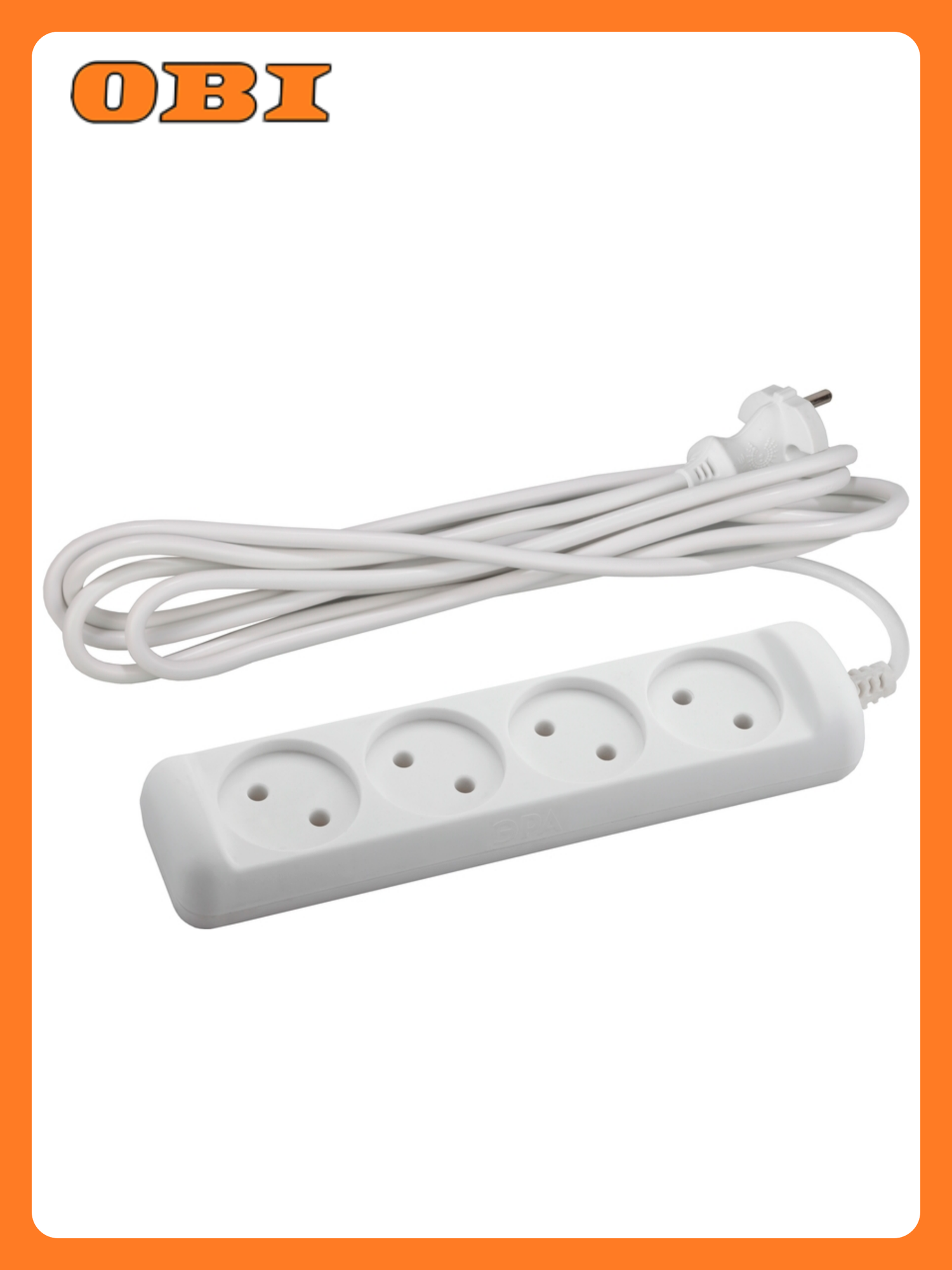 Удлинитель электрический ЭРА UX(6)-4-5m без заземления 4 розетки 5 м ПВС 2x0,75м