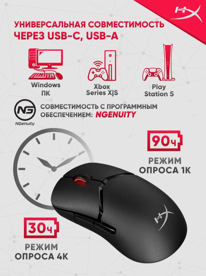 Игровая мышь HyperX Pulsefire Saga Pro A2PB2AA Wireless, 26000 dpi, беспроводная/проводная, черный — фото 1