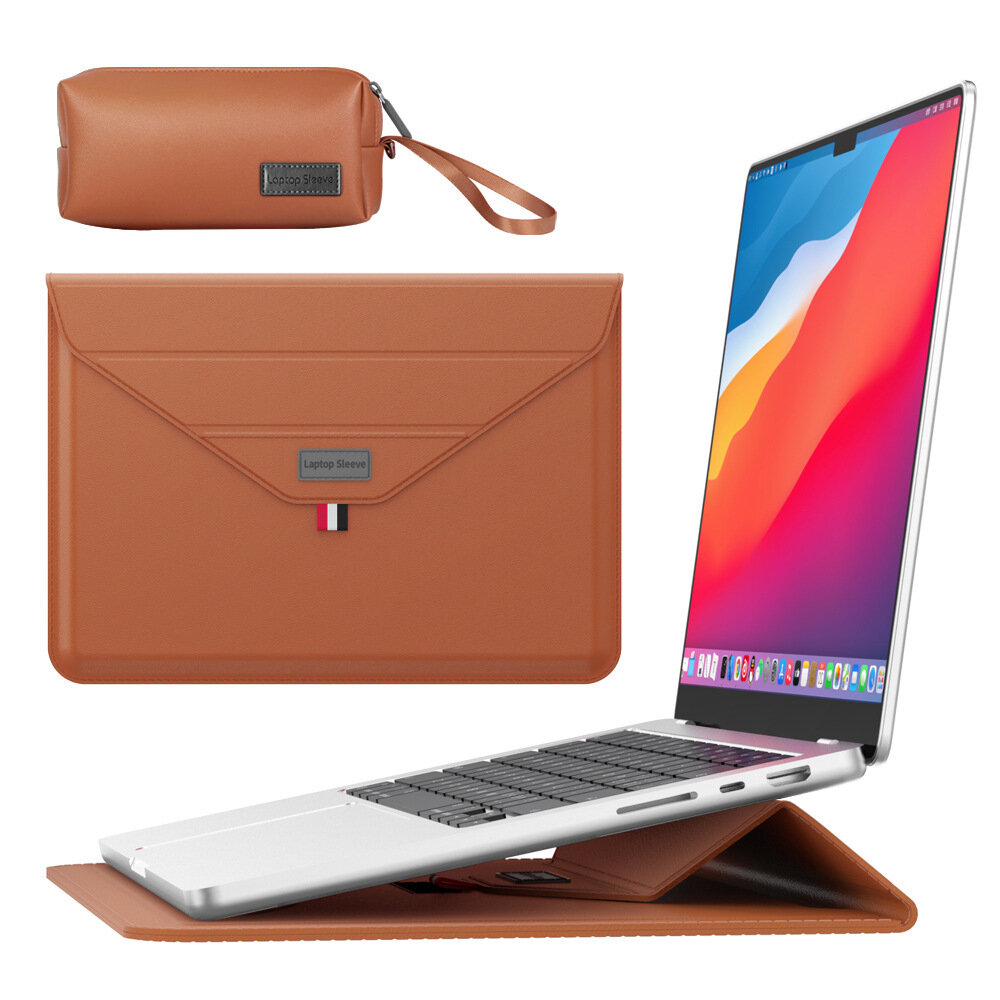 Коричневый чехол для ноутбука с аксессуарами для 15-16 дюймов, MacBook, ПК и ноутбуков