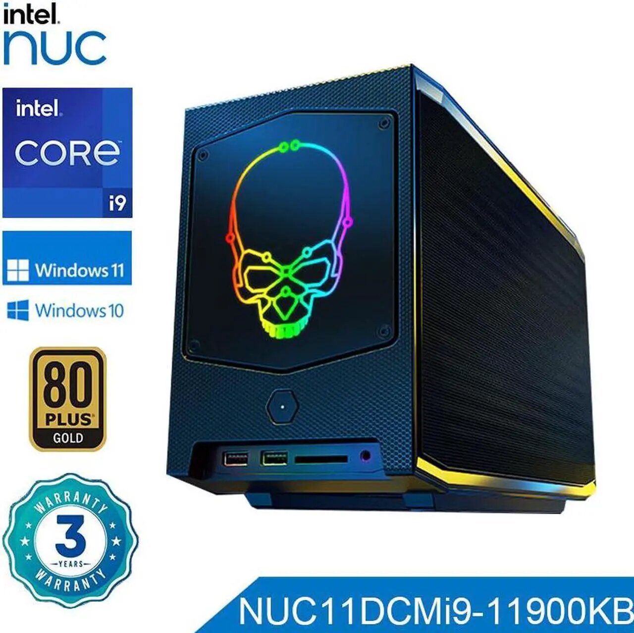 Intel NUC Мини ПК NUC11BTMi9 Core i9-11900KB, Intel UHD Graphics, Нет RAM Нет SSD Нет ОС, черный