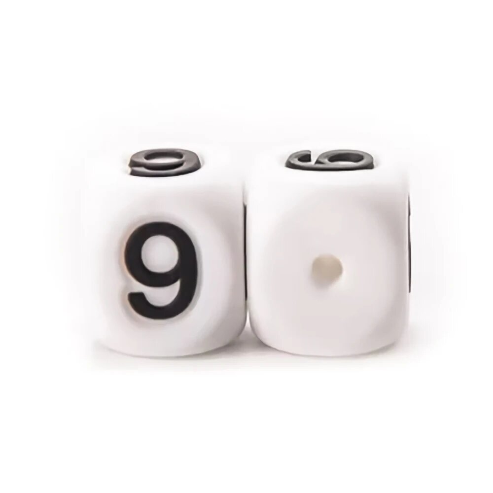 Белые квадратные силиконовые бусины с арабскими цифрами Kovict 12 мм 09